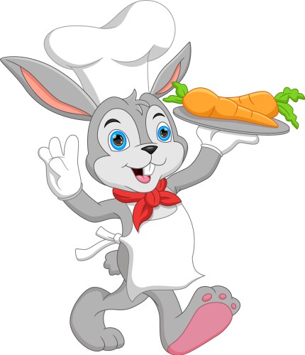 Cartoon happy rabbit eating carrot Royalty Free Vector Image