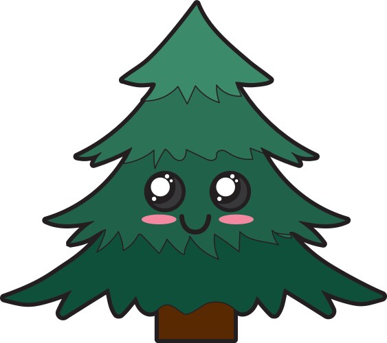 Kawaii gardening cartoon happy trees characters Vector Image