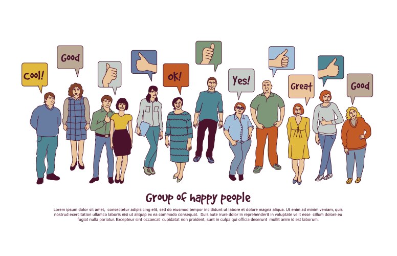 Line-up talking people Royalty Free Vector Image