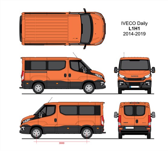Iveco daily l3h1 2009 passenger van Royalty Free Vector