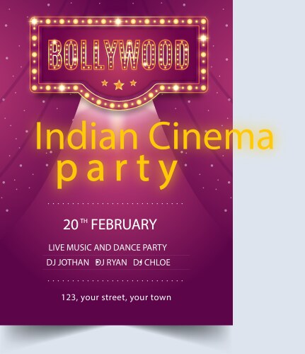 Bollywood party poster template Royalty Free Vector Image