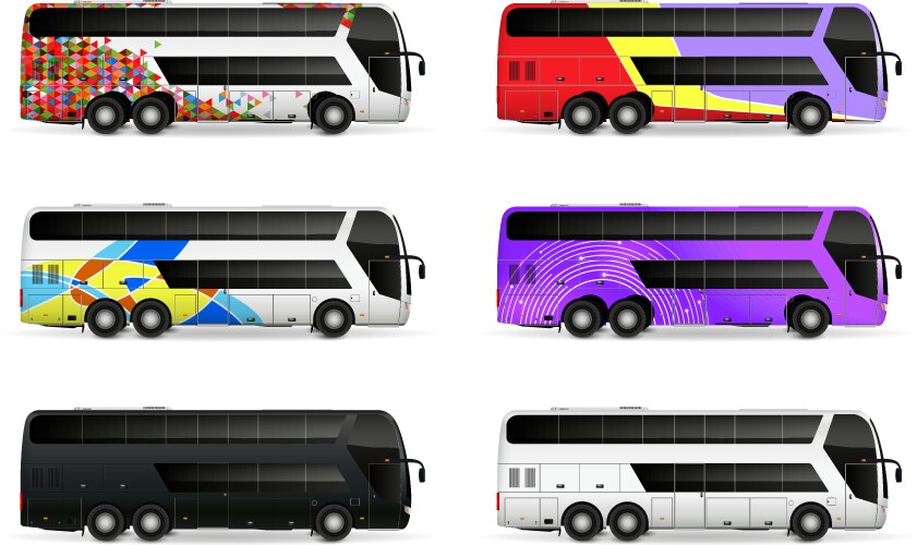 Realistic white bus mock-up Royalty Free Vector Image