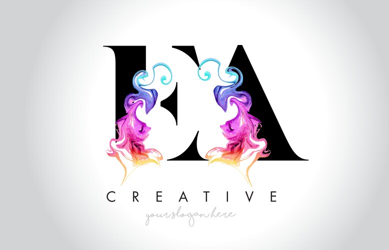 Ea letter logo design purple texture creative Vector Image