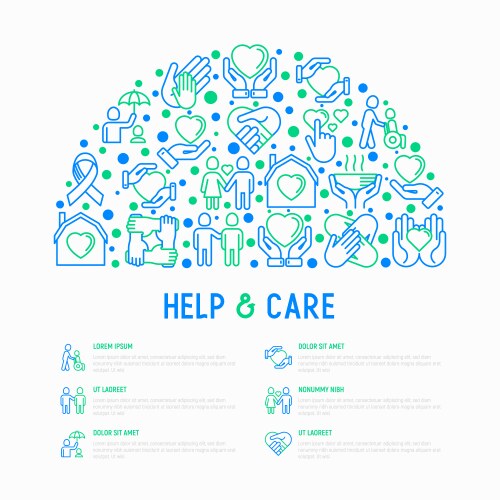 Help and care thin line icons set Royalty Free Vector Image