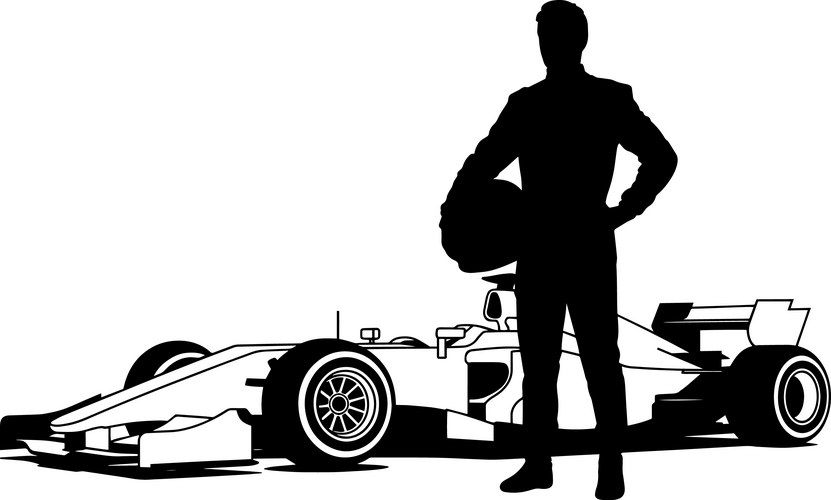 Formula One Racing Driver with Helmet – Royalty-Free Vector | VectorStock