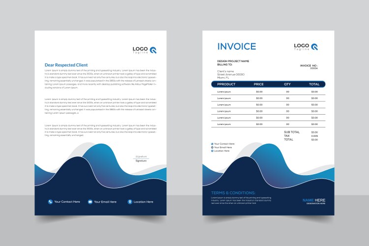 Creative modern abstract invoice and letterhead Vector Image