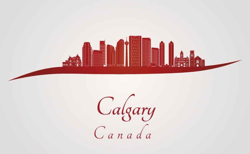 Calgary skyline horizontal banner black and white Vector Image