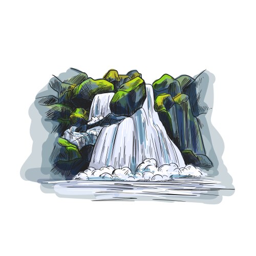 Waterfall Black White Vector Images (over 660)