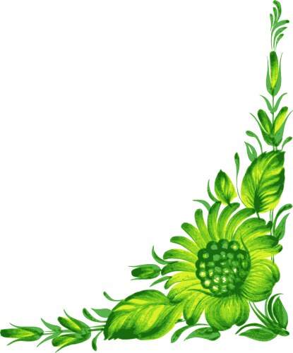 Green frame with grass and daisies in corner Vector Image