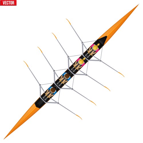 Double racing shell with mixed paddlers Royalty Free Vector