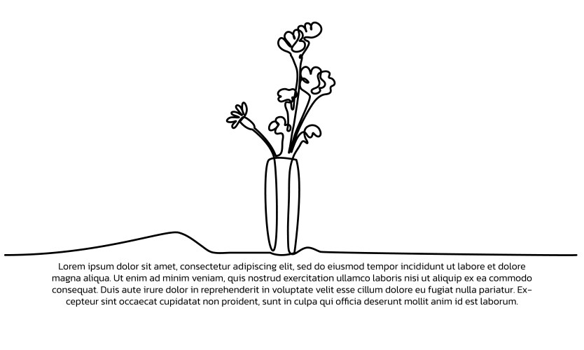 One line flower vase poster drawing Royalty Free Vector