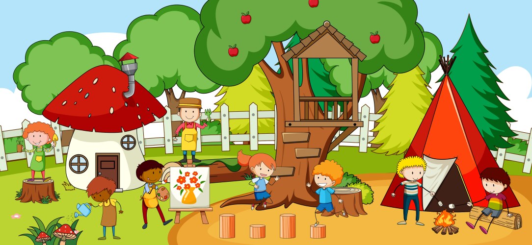 Kids camping clipart Vector Images & Graphics for Commercial Use ...