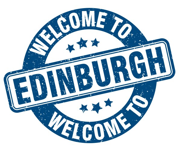 Welcome to edinburgh stamp round sign Royalty Free Vector
