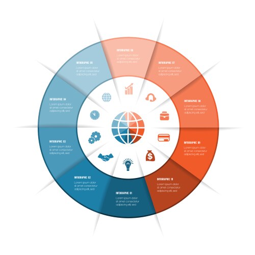 Concentric infographics step by in a series Vector Image