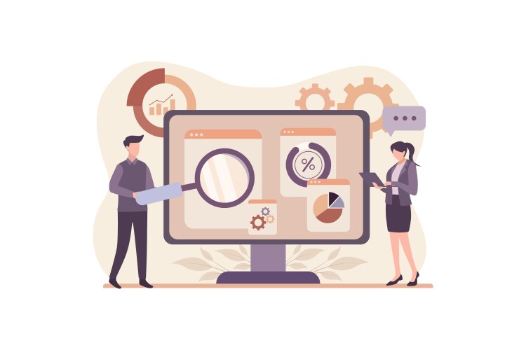 Business team work flat design Royalty Free Vector Image