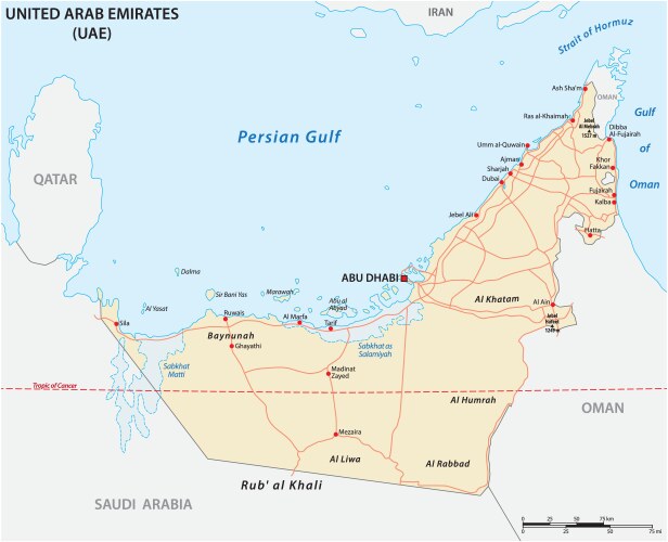 United arab emirates map with infographic Vector Image