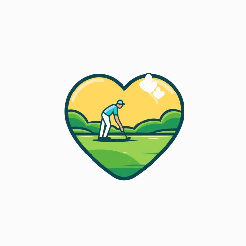 Golf heart logo design template golf club logo Vector Image
