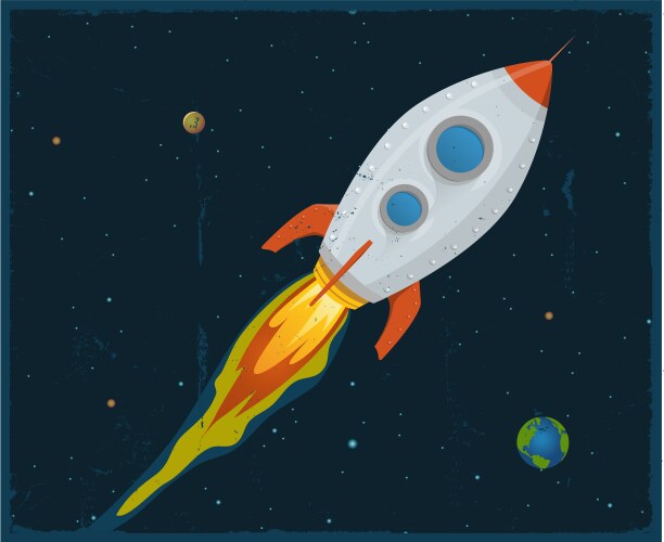 Comic rocket ship Royalty Free Vector Image - VectorStock