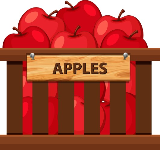 Red apples in a crate Royalty Free Vector Image