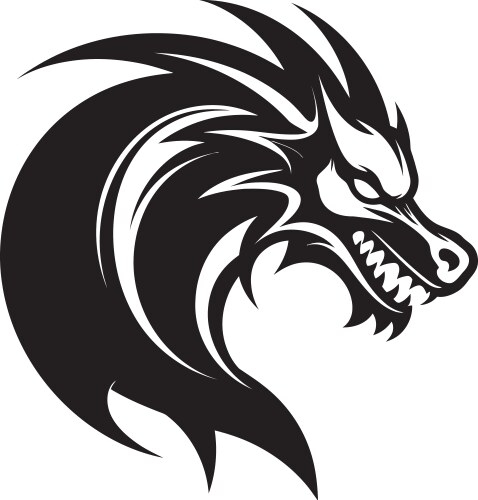 Majestic dragon profile cartoon head tattoo logo Vector Image