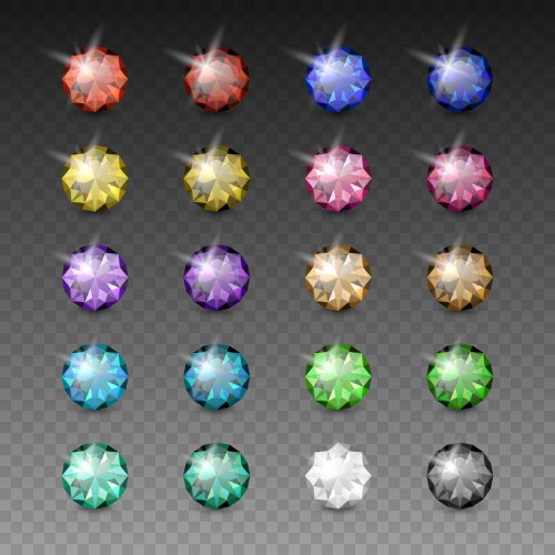 3d realistic colorful gemstone icons set Vector Image