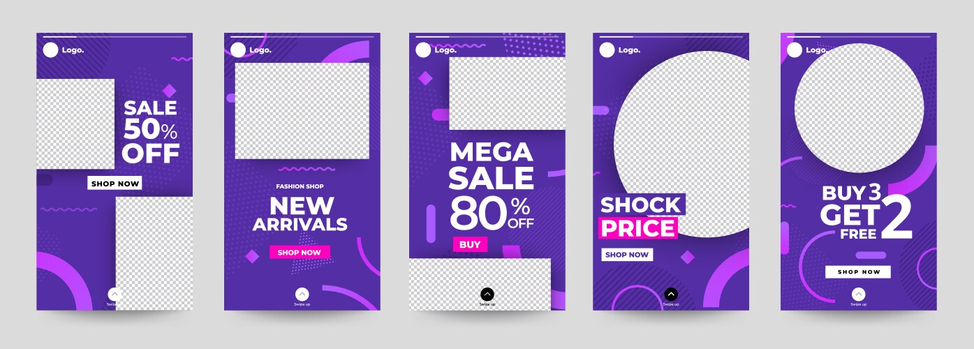 Abstract modern social media templates collection Vector Image