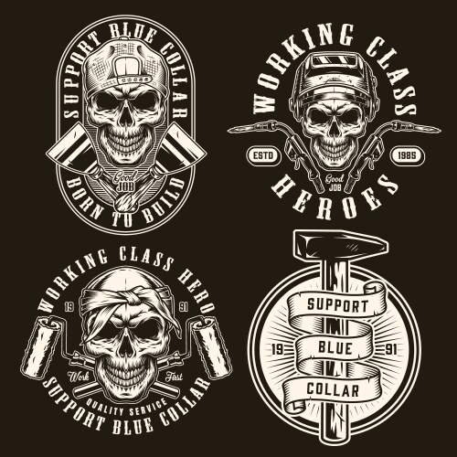 Blue collar worker badge Royalty Free Vector Image