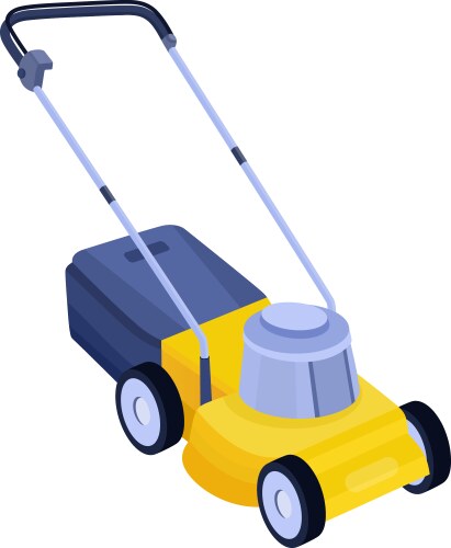 Electric grass mower lawn cutting device cartoon Vector Image