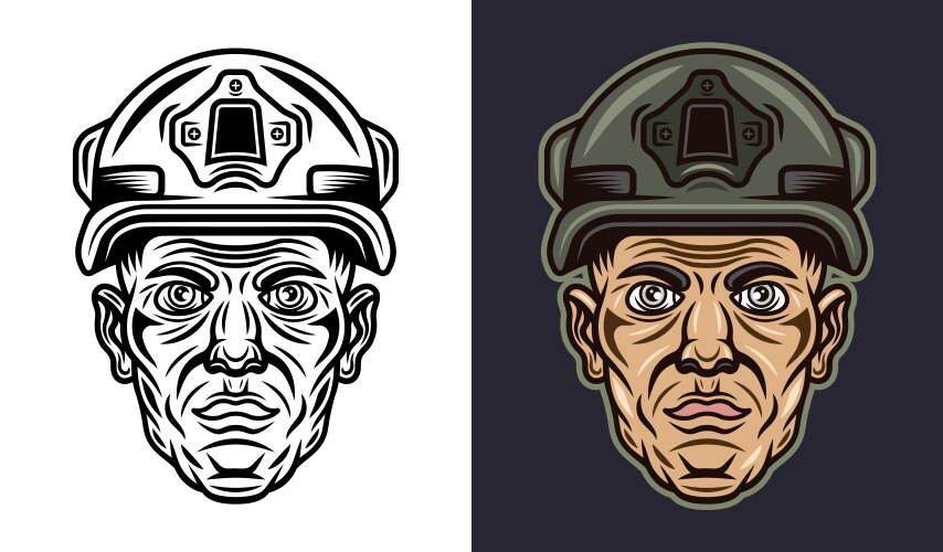 Soldier head infantryman Royalty Free Vector Image