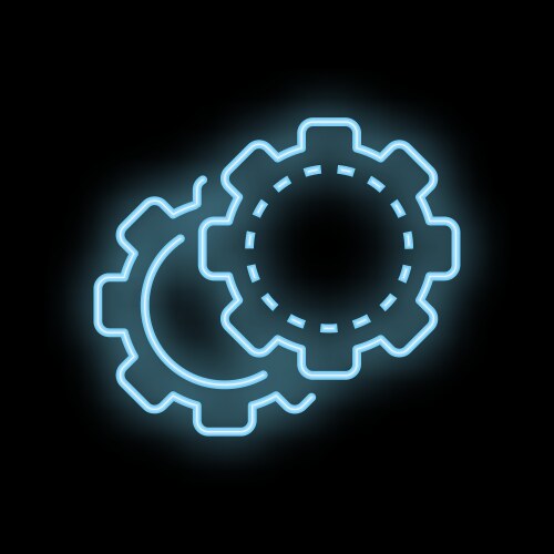 Neon blue gears interlocking showing concept Vector Image