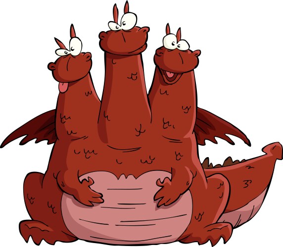Cartoon cute three headed dragon Royalty Free Vector Image