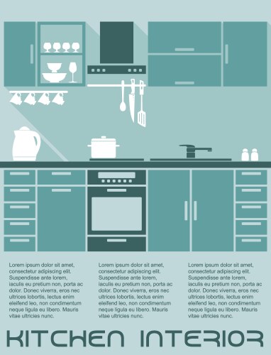 Flat kitchen interior design Royalty Free Vector Image