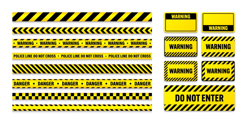 Warning ribbon realistic barricade tape black Vector Image