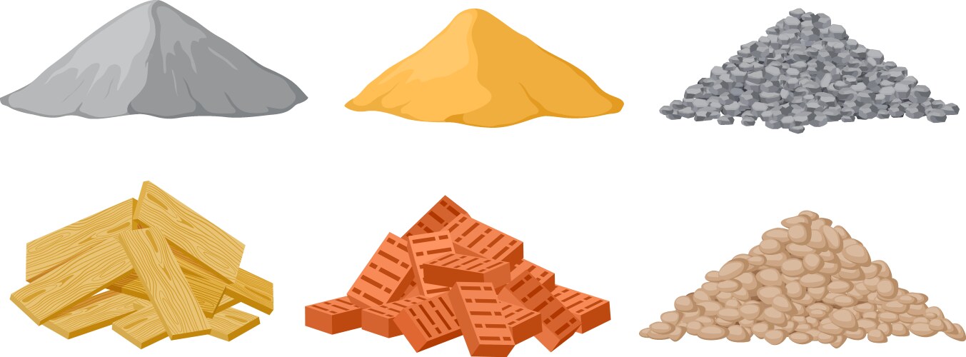 Building material piles red and lime brick Vector Image