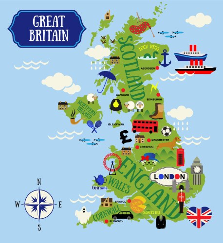 Political map of england with regions Royalty Free Vector