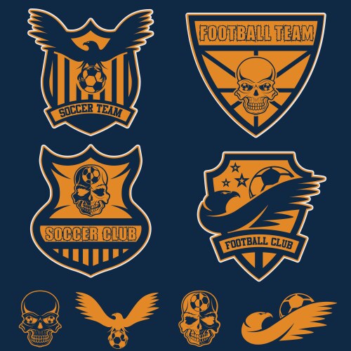 Football team crests set with eagles and skulls Vector Image