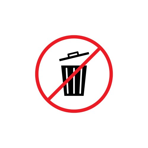 No trash sign icon set ban on littering Royalty Free Vector