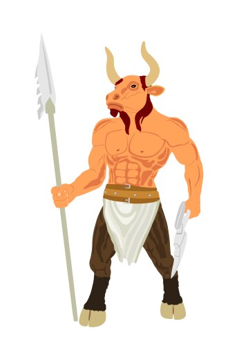 Greek mythology creature minotaur Royalty Free Vector Image