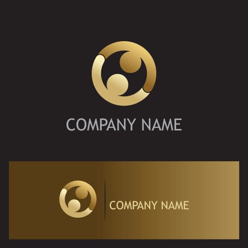 Gold round connect logo Royalty Free Vector Image