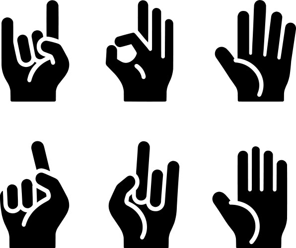 Different human hands signs collection Royalty Free Vector