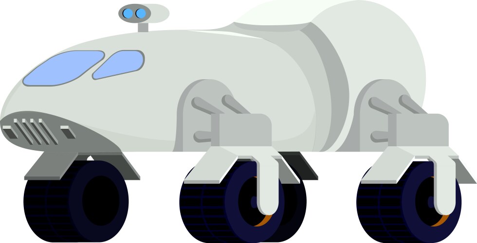 Mars rover with antenna raised side view space Vector Image