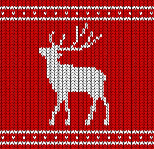 Knitted pattern with deer Royalty Free Vector Image