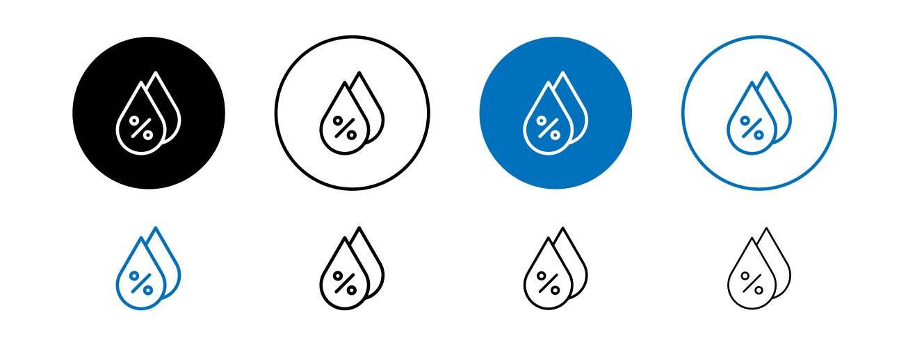Humidity icon set black filled and outlined style Vector Image