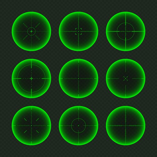 Various sniper rifle sights weapon optical scope Vector Image