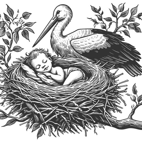Stork mystic concept for lenormand oracle tarot Vector Image
