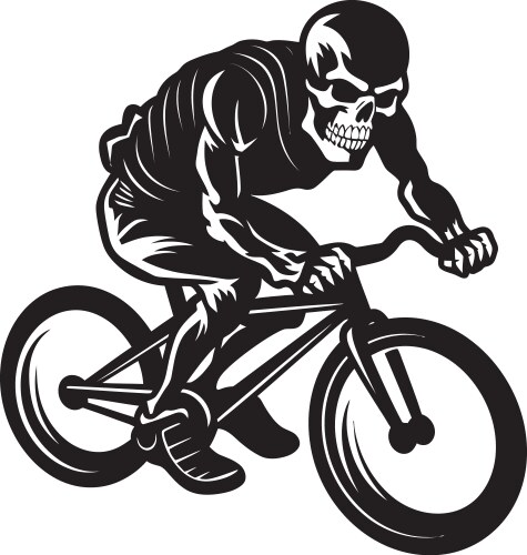 Bonebiker skull riding bicycle icon design grim Vector Image
