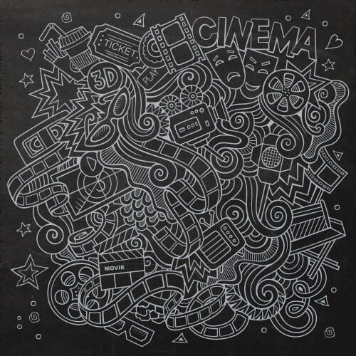 Cartoon hand-drawn cinema doodle sketchy Vector Image