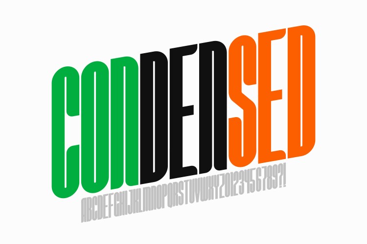 Super condensed style font design tall alphabet Vector Image