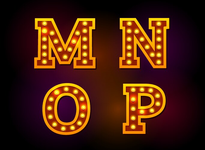 Broadway style retro light bulb font vintage Vector Image