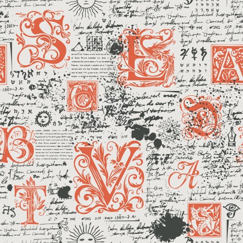 Seamless pattern with capital and initial letters Vector Image